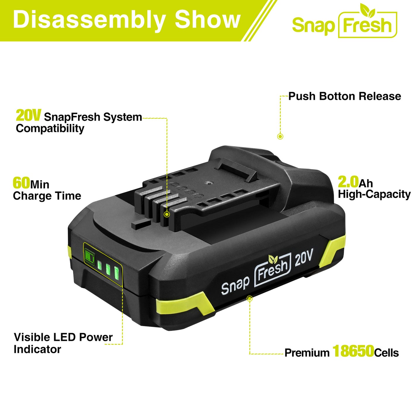 20V Lithium-ion Battery Pack - SnapFresh – SnapFresh_WINBAY US INC